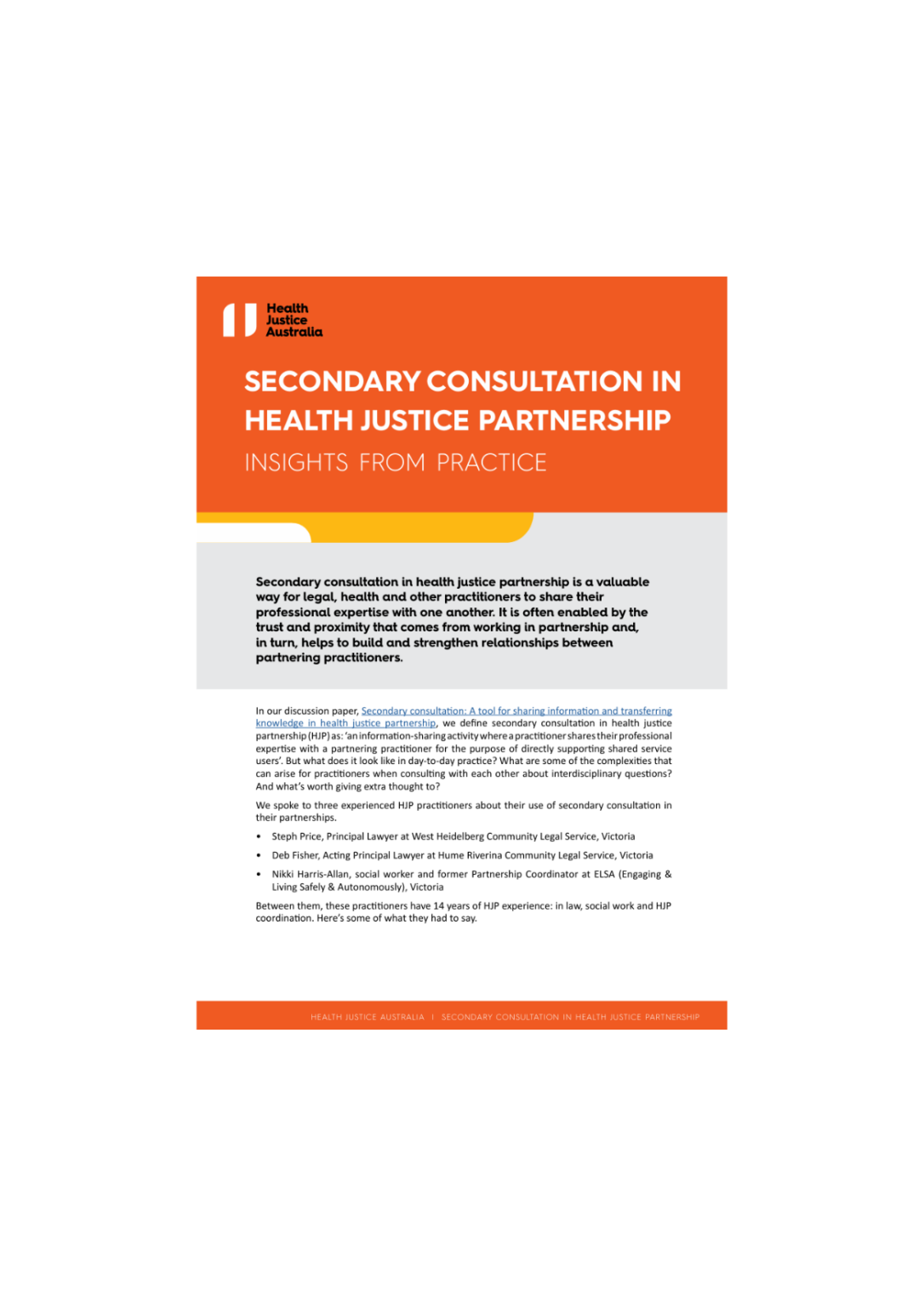 Secondary consultation in health justice partnership: insights from ...